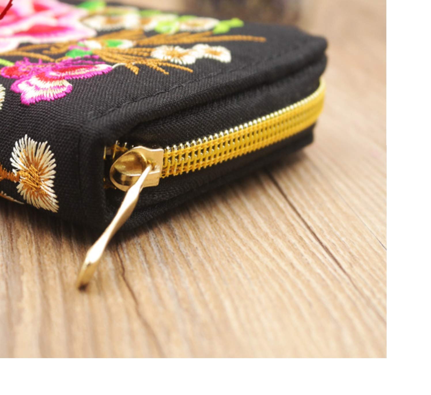 Onlineb2c Womens Wallet Clutch Chinese Embroidered Canvas Wallet (Peony & Butterfly)