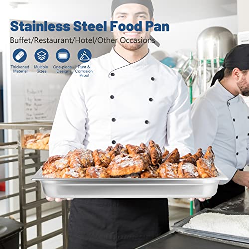 Restlrious Hotel Pan Full Size Stainless Steel Steam Table Pan, 2.6ββ Deep Chafer Food Pan, Pack of 6 Stackable Anti-Jam Steam Pan for Hotel, Restaurant Supplies, Party, Buffet and Event Catering