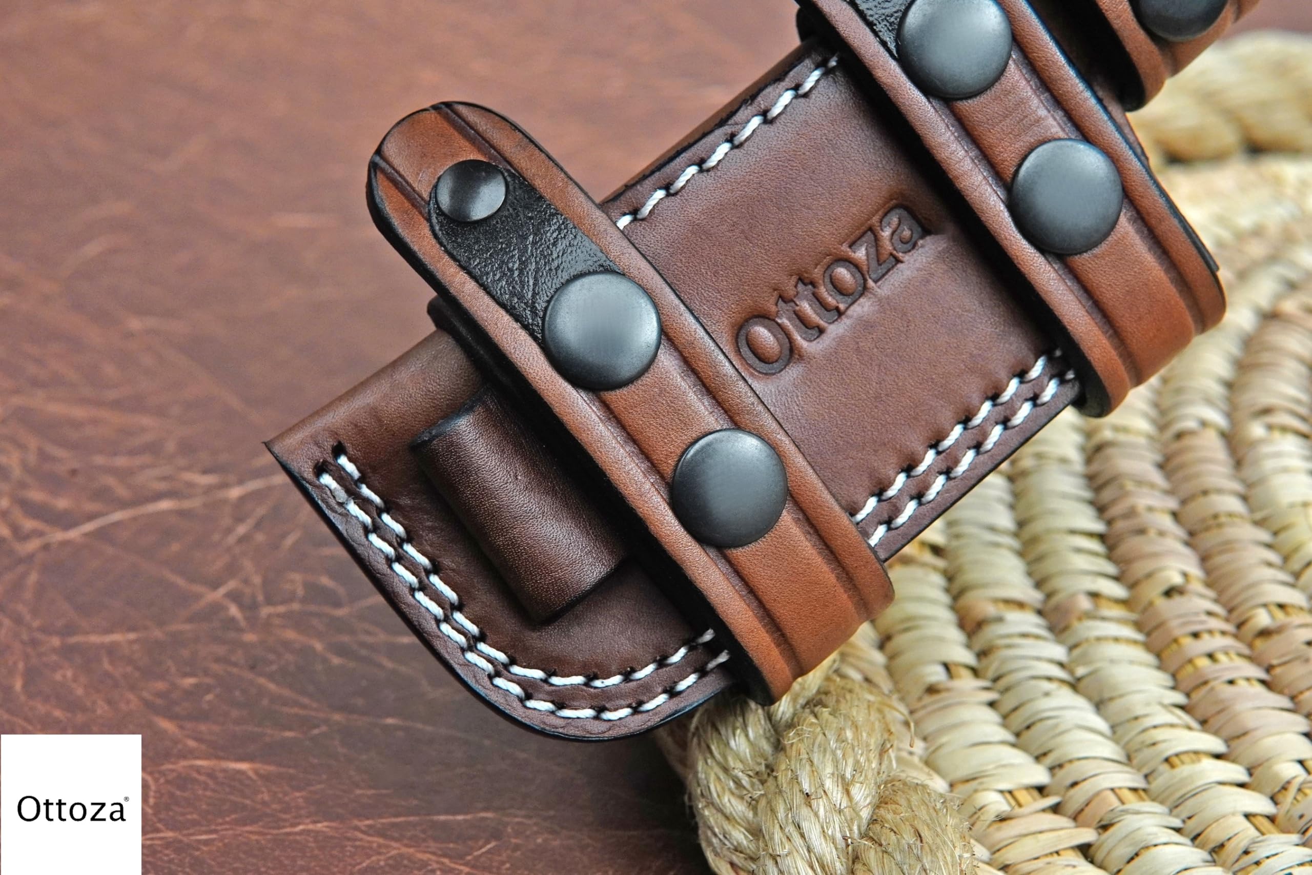 Ottoza Leather Knife Sheaths for Fixed Blade Knives, Small Knife Sheath RIGHT HAND Leather Knife Sheath for Belt, Leather Knife Holster Belt Knife Holder, Horizontal Knife Sheath for Belt No:126