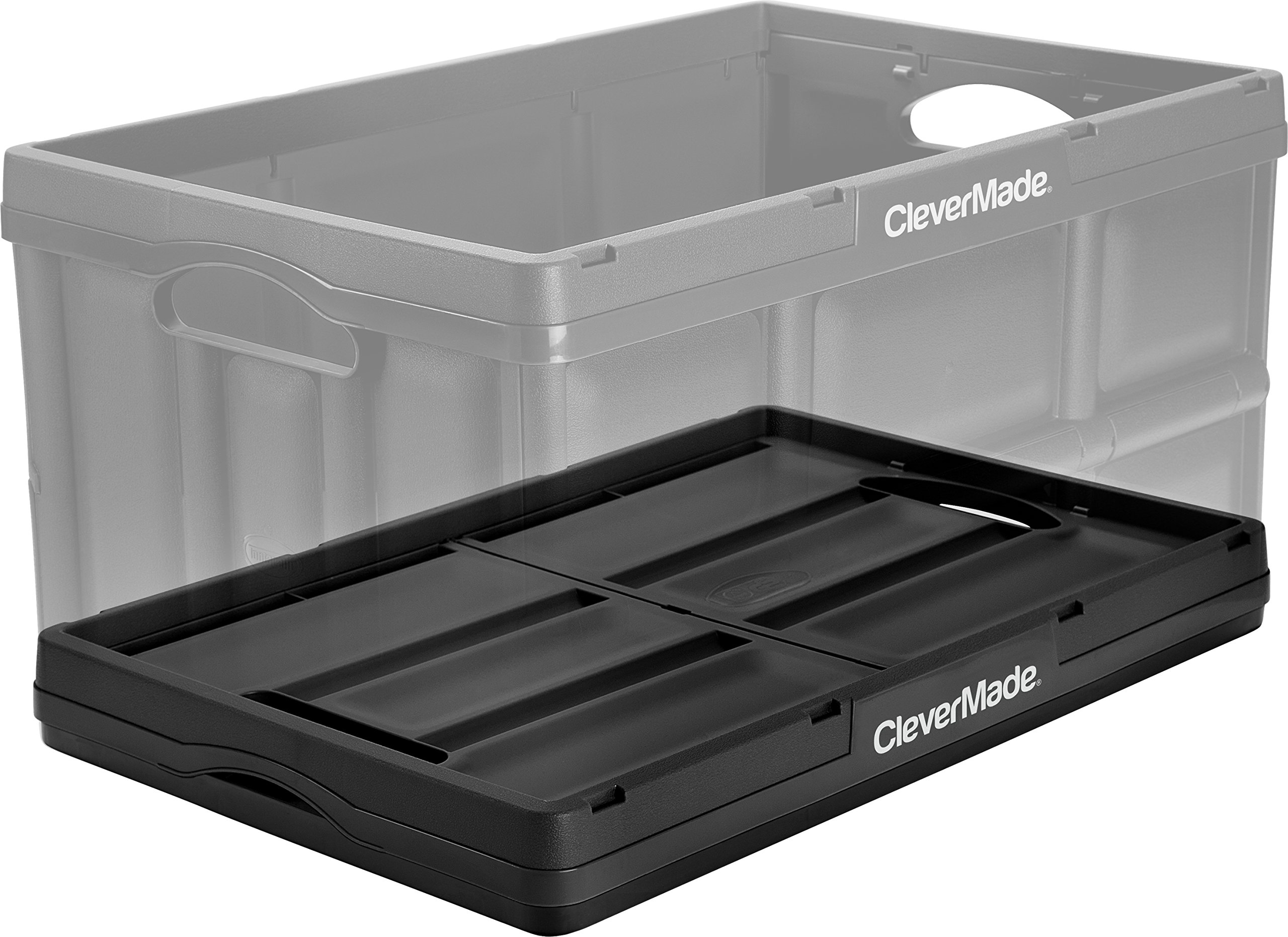 CleverMade Collapsible 45L and 62L Plastic Storage Bins (3 Pack Black) - Utility Containers for Organizing, Toy Storage, Garage Storage