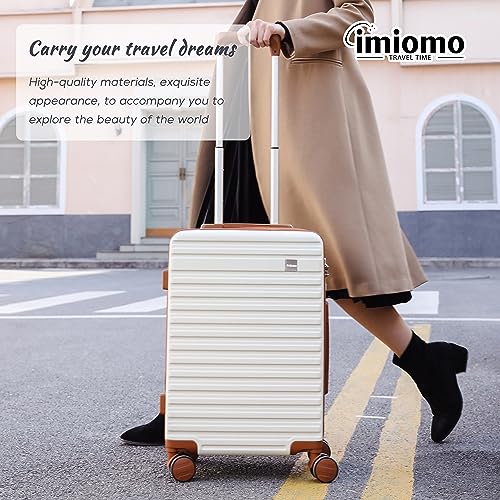 imiono Luggage Sets 3 Piece,Hardside Suitcase Set with Spinner Wheels,Lightweight Travel Carry on Luggage set Clearance with TSA Lock(20/24/28,White)