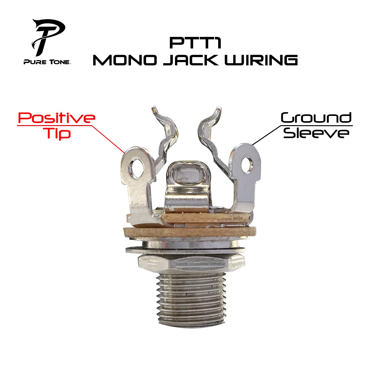 Pure Tone Multi-Contact 1/4 inch Mono Output Jack | Gold | Dual Tension Grounds & Dual Positive Tips for Optimal Signal, Tone & Lowest Possible Noise