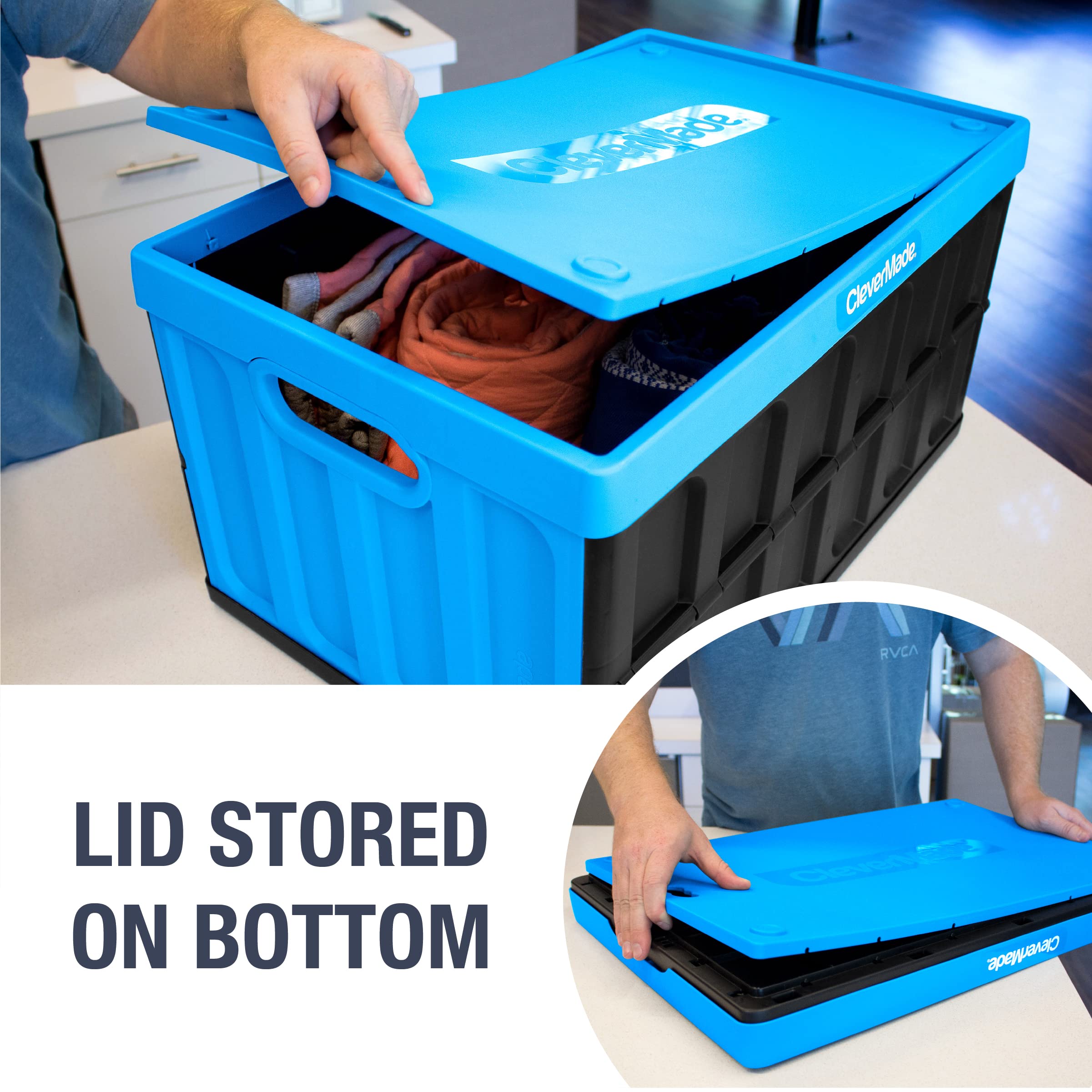 CleverMade Collapsible Storage Bins and Grocery Shopping Baskets (3 Pack)