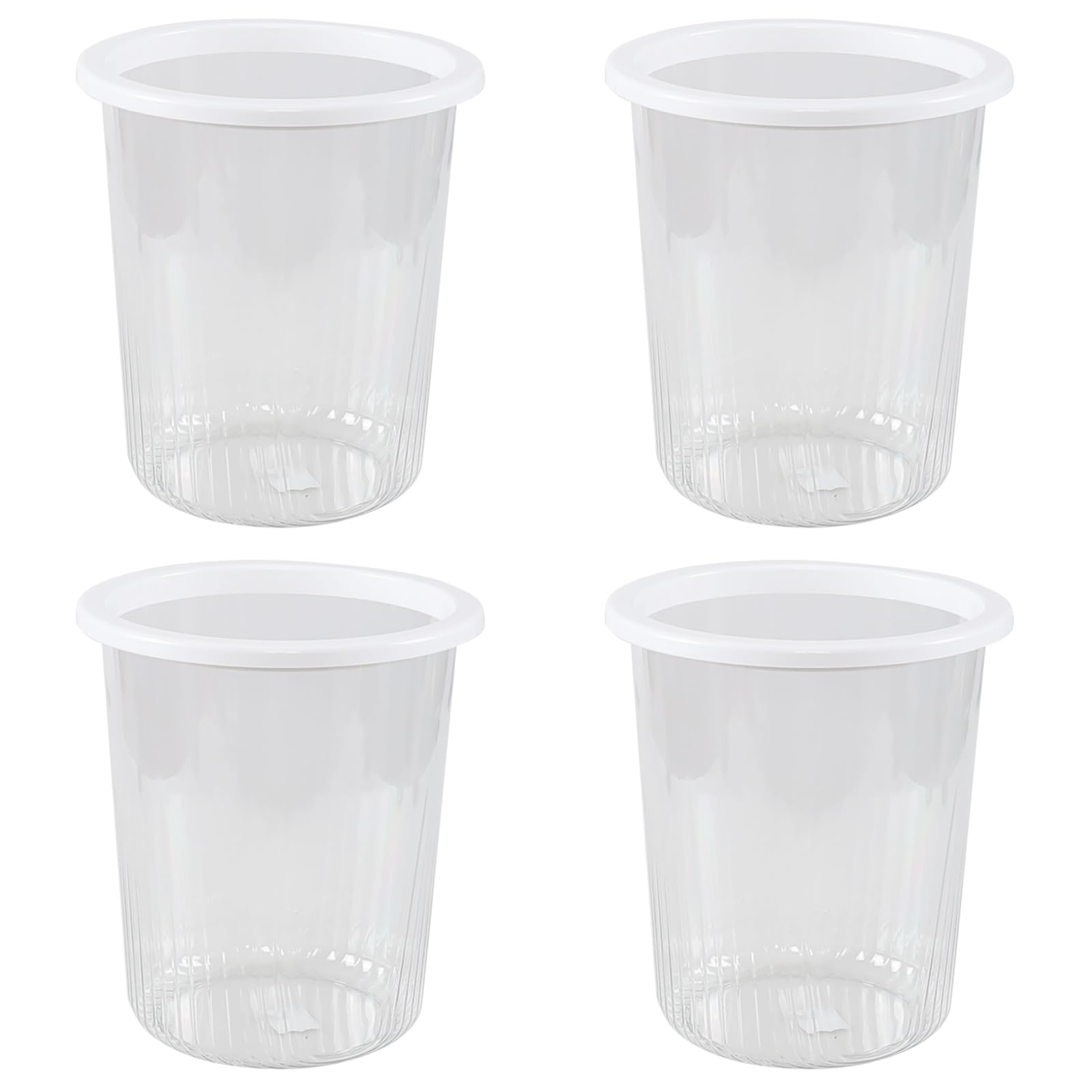 Julyeen 4 Packs Round Plastic Trash Can, 2.5 Gallon Clear Wastebasket Basket Bin for Bathroom, Bedroom, Kitchen