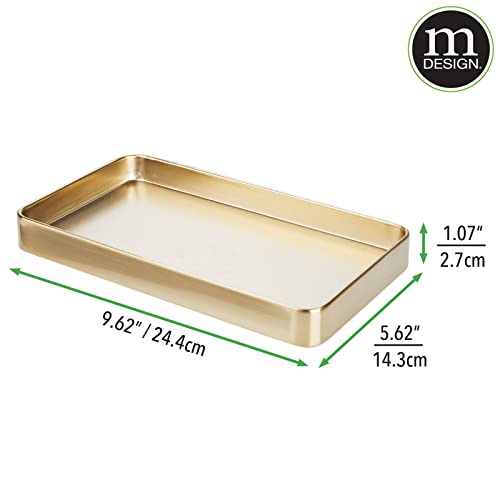 mDesign Modern Decorative Metal Guest Hand Towel Tray Holder Organizer for Disposable Paper Napkins, Jewelry, Makeup - Bathroom Vanity Sink Counter Organization - Unity Collection - Soft Brass