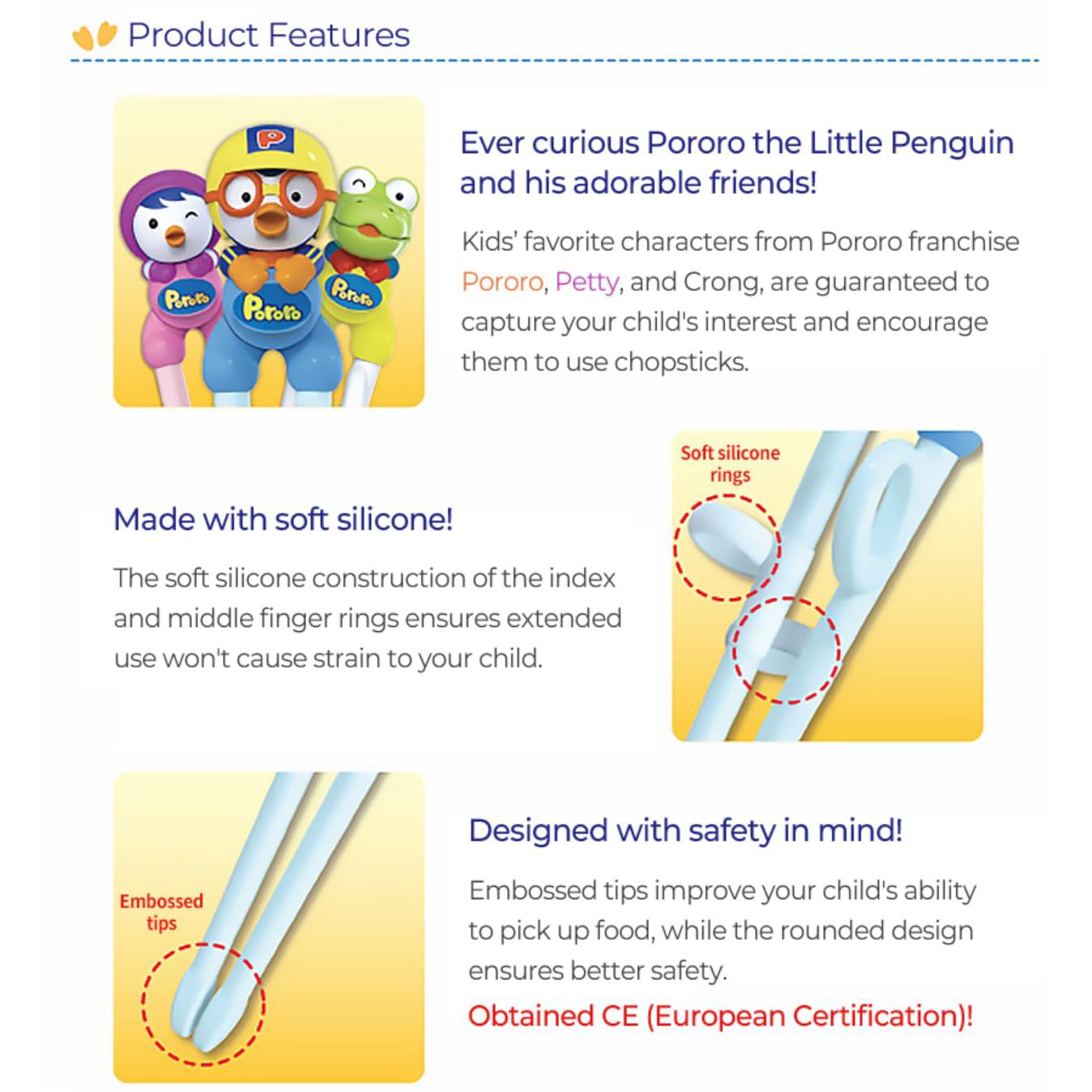 Edison Friends Penguin Chopsticks Training, Beginner, Brain Training, Learning, Korean Food, Japanese Food Dinner, Japanese Sushi, 1 Step to Learn Chopsticks, Made in Korea (Pororo Left Hand)