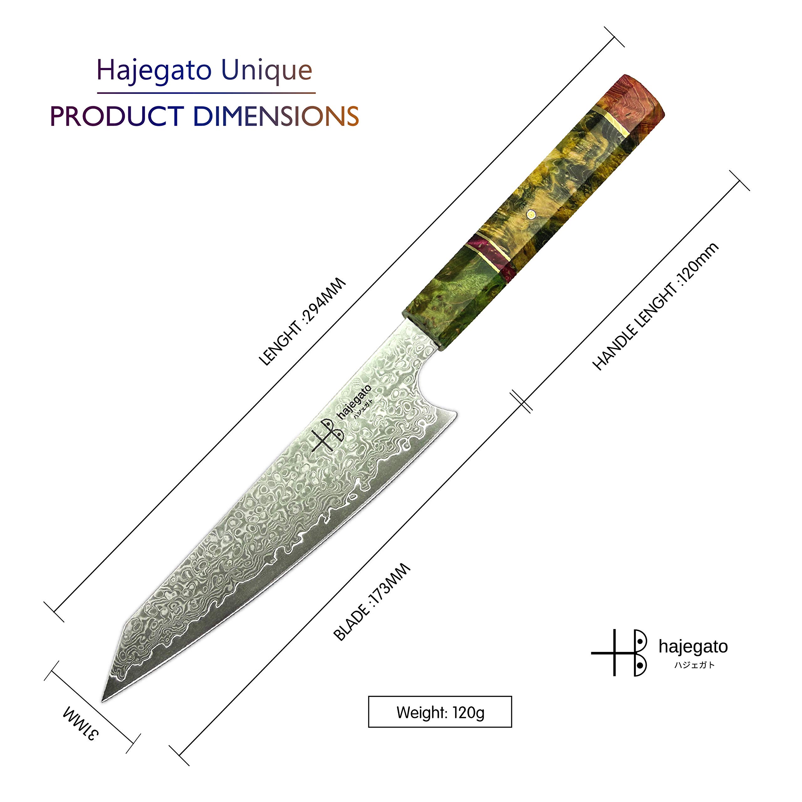 Damascus Chef Knife Petty Hajegato Unique One Of Kind Handle Professional 6 Inch Japanese Chefs Kitchen Knife Vg10 67 Layers Damascus Steel Knive with Sheath