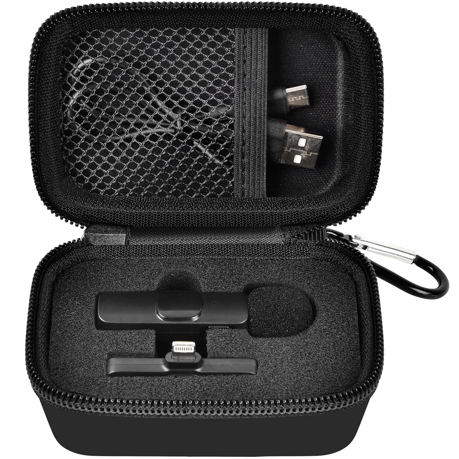 Casmilee Wireless Lavalier Microphone Case for MAYBESTA Professional Microphone, Bluetooth, USB, Waterproof, Scratch Resistant, Carabiner Design, 4x2.8x2.25 Inches