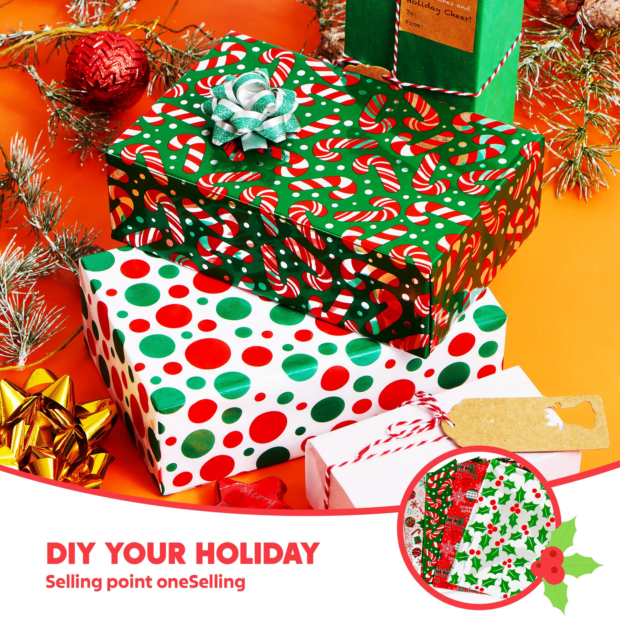 JOYIN 150 Sheets Tissue Paper Assortement Classic Christmas Design, present Wrap Paper, Accessory for Gift Boxes, Gift Wrapping Bags and Wine Bottles