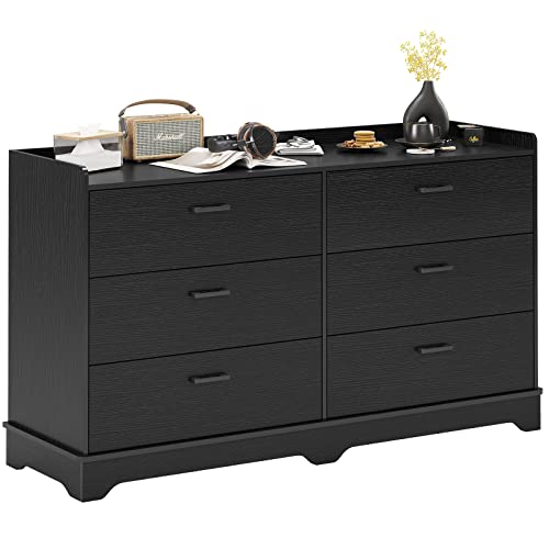 Hasuit 6 Drawer Double Dresser, Modern Storage Tower Dressers & Chests of Drawers, Large Clothing Organizer for Bedroom