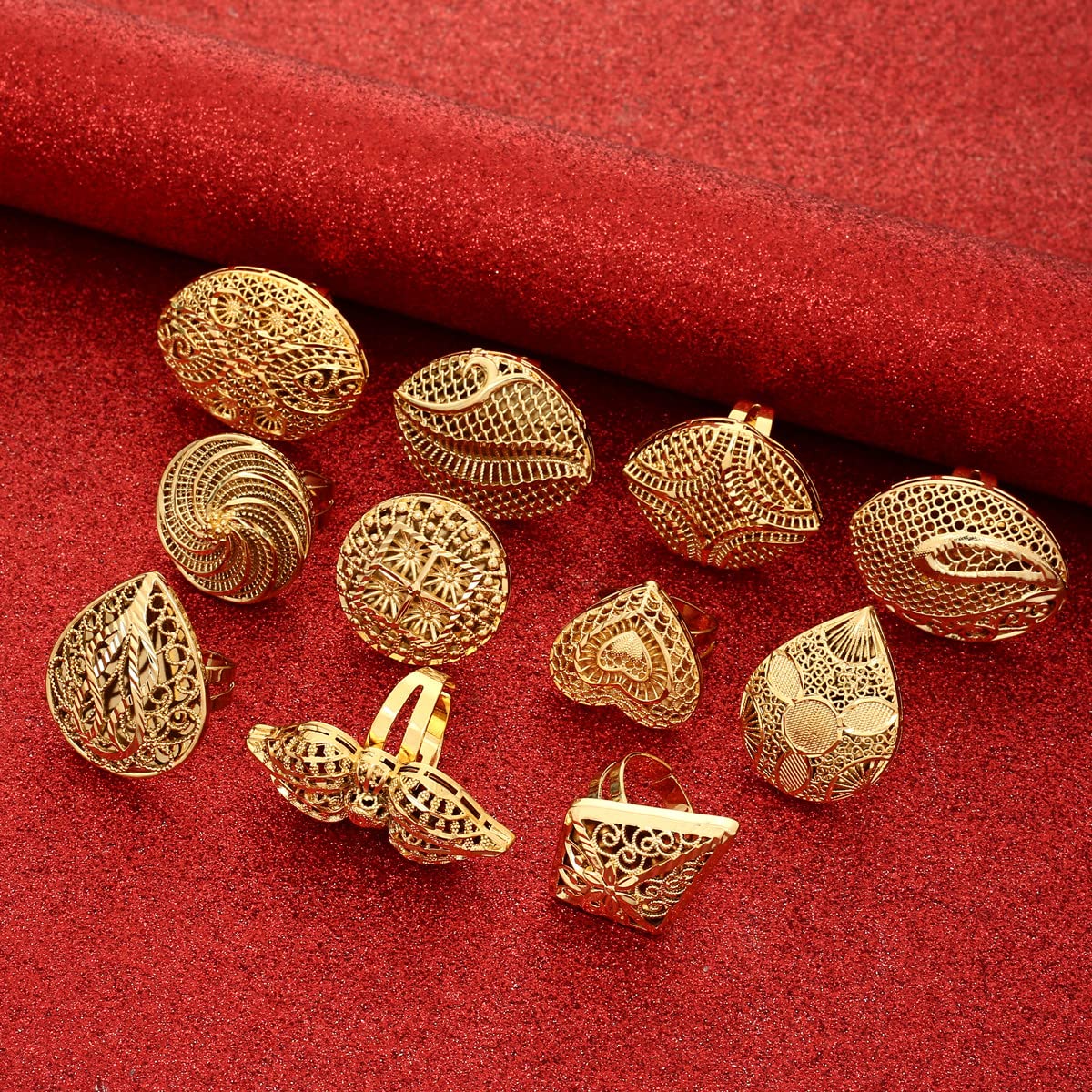 CB Gold Jewelry Dubai Golden Ring Engagement Adjustable Size Finger for Ethiopian African Nigerian Design