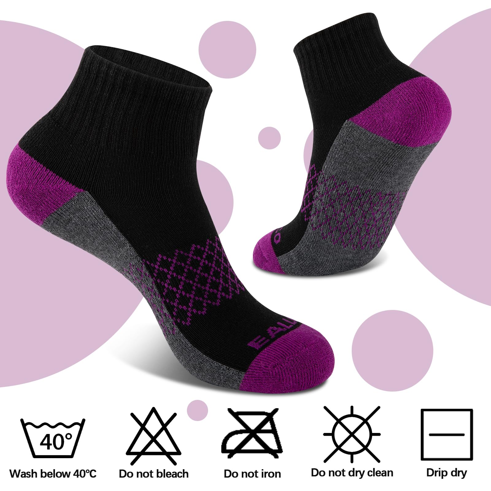 eallco Womens Ankle Socks Athletic Running Cushioned Short Socks Size 9-11 For Women 6 Pairs…