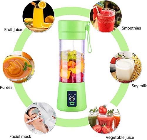 Portable Blender Smoothies Personal Blender Mini Shakes Juicer Cup USB Rechargeable (Green)