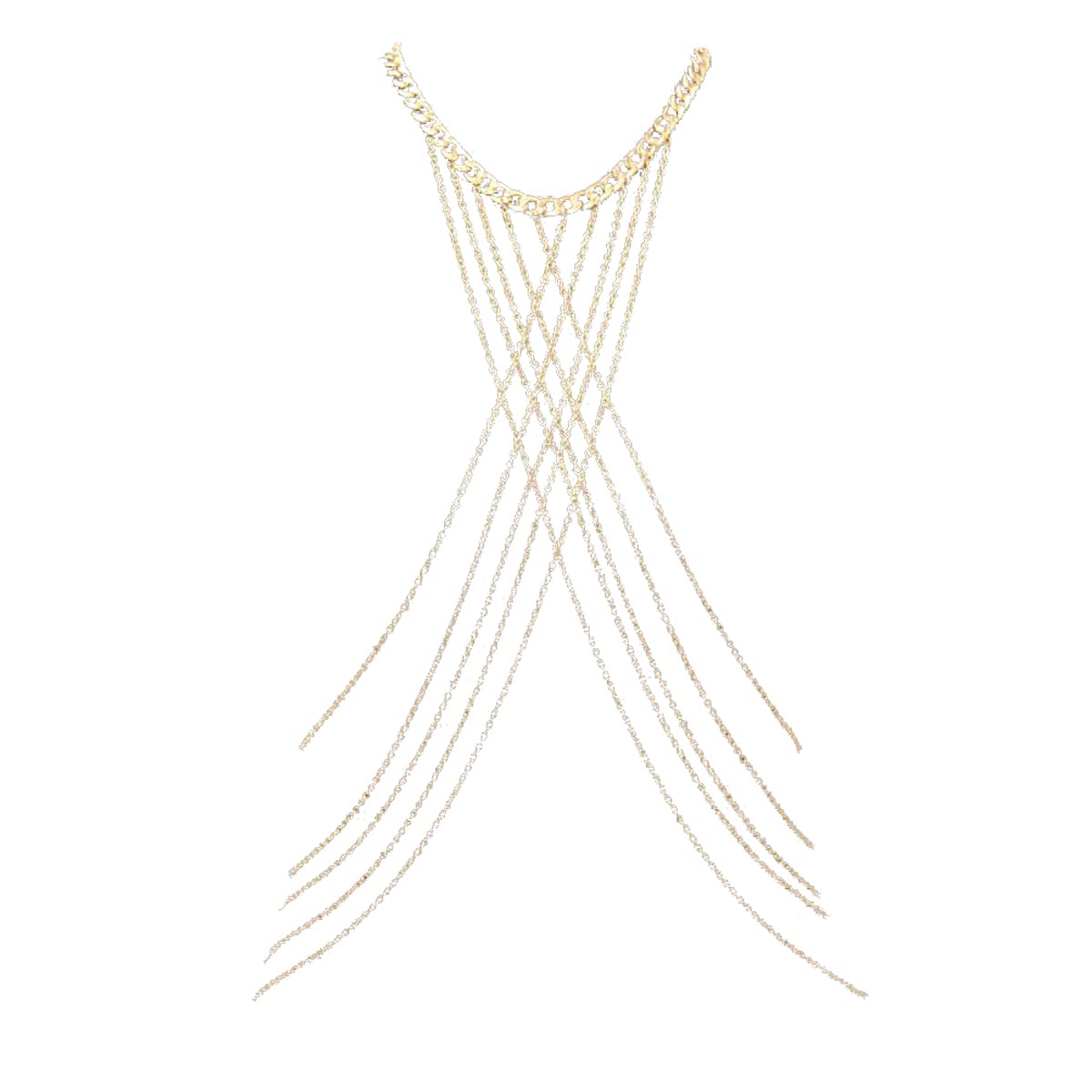 Crossover Harness Body Chain Bra Crossover Chain Body Necklace Bikini Chains Necklace for Women Girls Fashion Body Jewelry-gold
