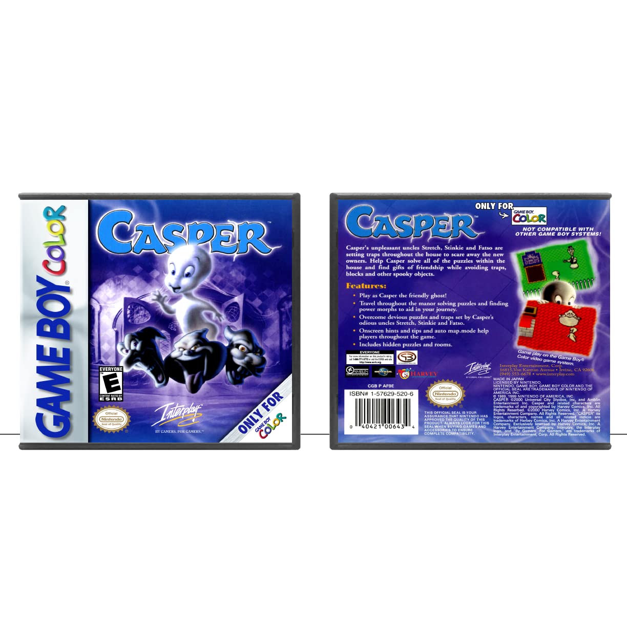 Casper the Friendly Ghost | (GBC) Game Boy Color - Game Case Only - No Game