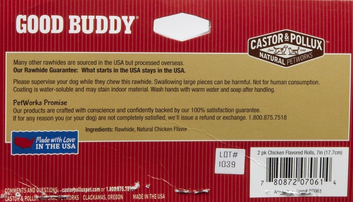 Castor & Pollux Good Buddy Usa Rawhide Sticks - 7 - 2 Pack