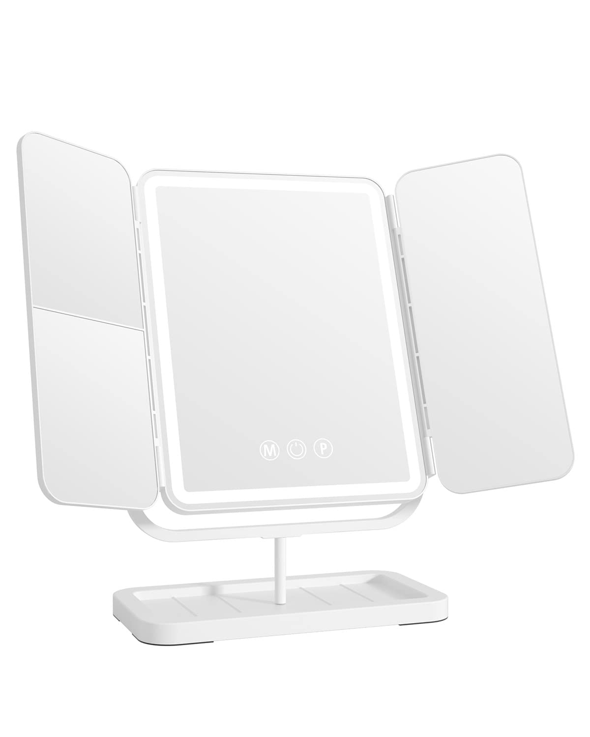 CASSILANDO Trifold Vanity Mirror, 3 Lighting Modes, 360°Rotation ，Trifold Makeup Mirror, Portable LED Makeup Mirror, 1x/2x/3x Magnification and Touch Screen Dimming, Women Gift…