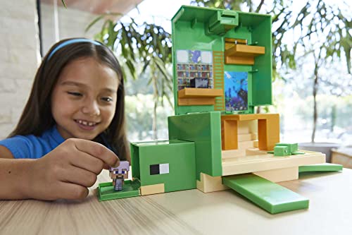 Minecraft Transforming Turtle Hideout, Authentic Pixelated Video-Game Role Play, Electronic, Action Toy to Create, Explore and Survive, Steve, Turtle, Collectible Gift for Fans Age 6 Years and Older