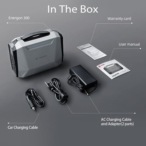 Portable Power Station-299Wh 300W(Peak 600W) Outdoor Generators - ENERGON 300 LiFePO4 Backup Battery, 3000 Cycles, 1.8-Hour Fast Charging - Lightweight Solar Generator - Ideal for Camping/RVs/Home Use