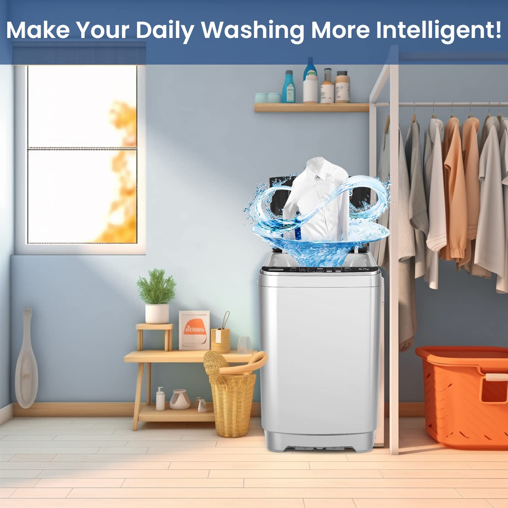 Portable Washing Machine 17.8 Lbs Mini Compact Washer Laundry Washer And Dryer With Drain Pump, 10 Programs Selections with LED Display Low Noise Easy Store for Apartments, Dorms, College Rooms