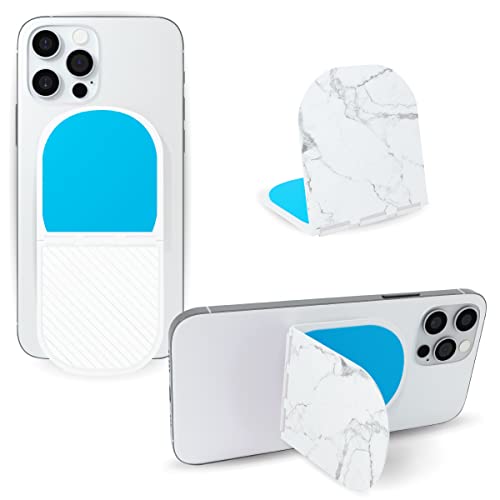 Flipstik New V2 - Foldable Adhesive Phone Mount - Stick Phone to Mirror, Window, Walls for Hands-Free Viewing, Selfies, or Videos - Tripod, & Kickstand - Featured in Shark Tank - Carrara Marble