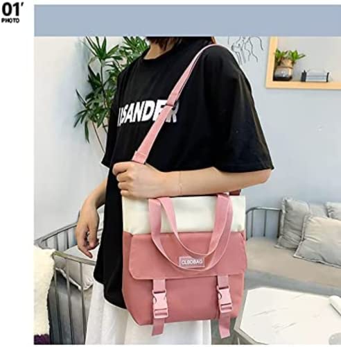 Kawaii Backpack Casual Bags Cute Aesthetic Backpacks with badge and pendant, shoulder bag, pencil case, handbag (Pink)