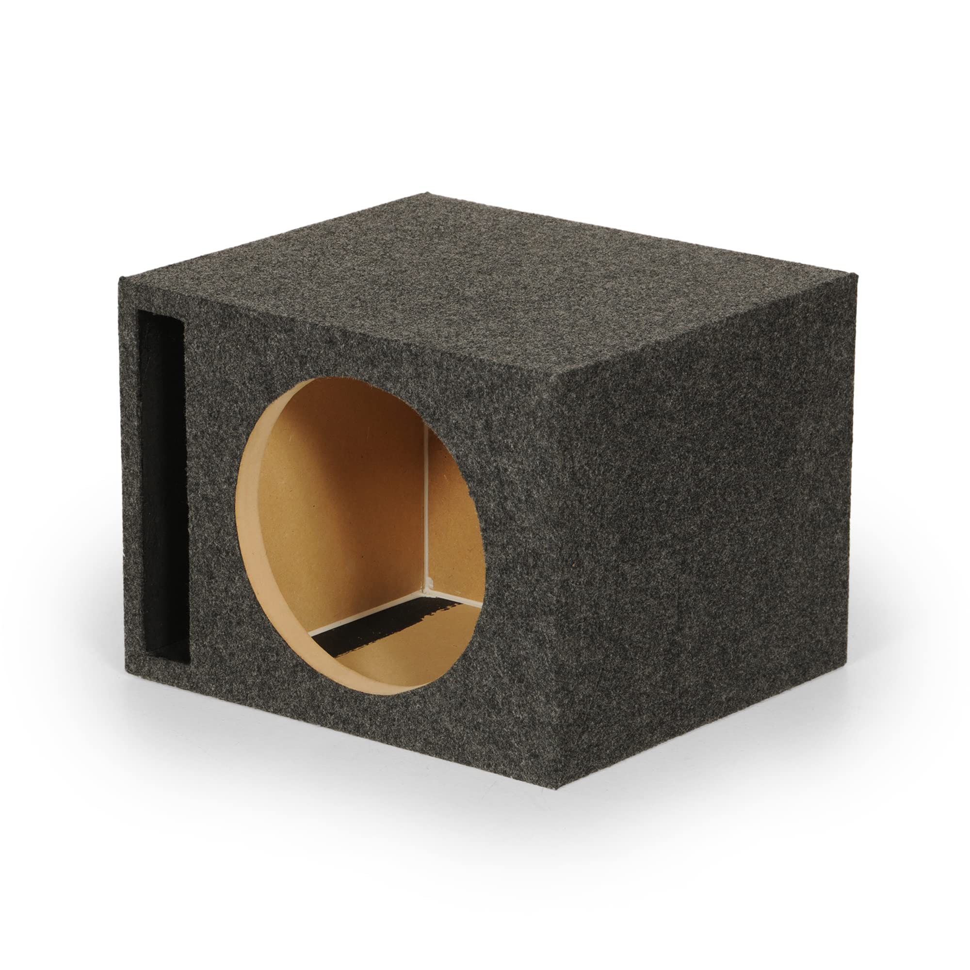 Q Power QBASS Dual Vented 12 Inch Heavy Duty MDF Material Single Car Audio Subwoofer Enclosure Box with 2 Vents for Heat Management, Charcoal (2 Pack)
