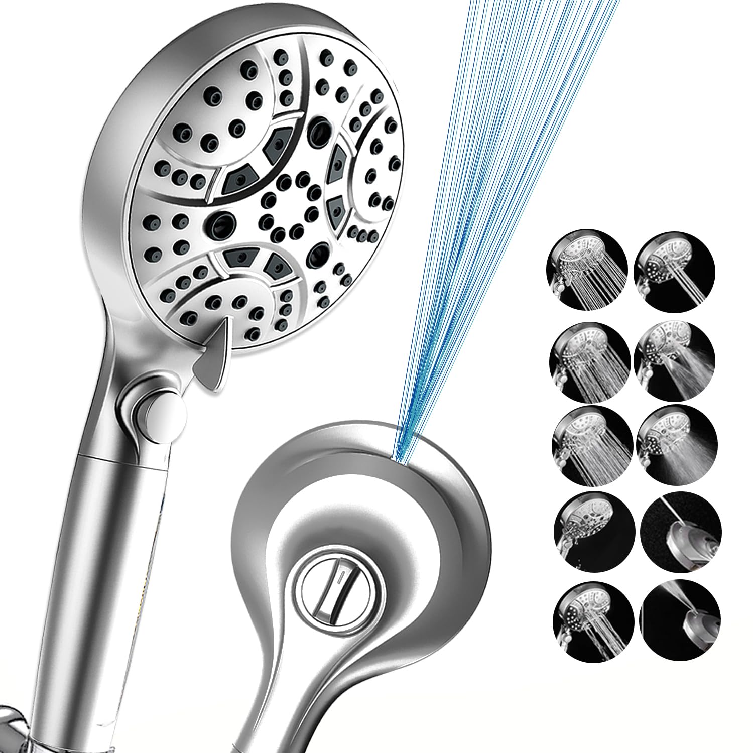 Filtered Shower Head With Handheld 10 Spray Modes High Pressure Shower Head With Filter, With On/OFF Pause Button, Water Softener Shower Head for Harmful Substance Remove Chlorine ReducesDry Itchy