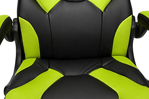 OFM Gaming Chair Ergonomic Racing Style PC Computer Desk Office Chair - 360 Swivel, Integrated Lumbar Support & Headrest, Adjustable Height, Recline Tilt Control, Flip-Up Arms, 275lb Max (2020 Green)
