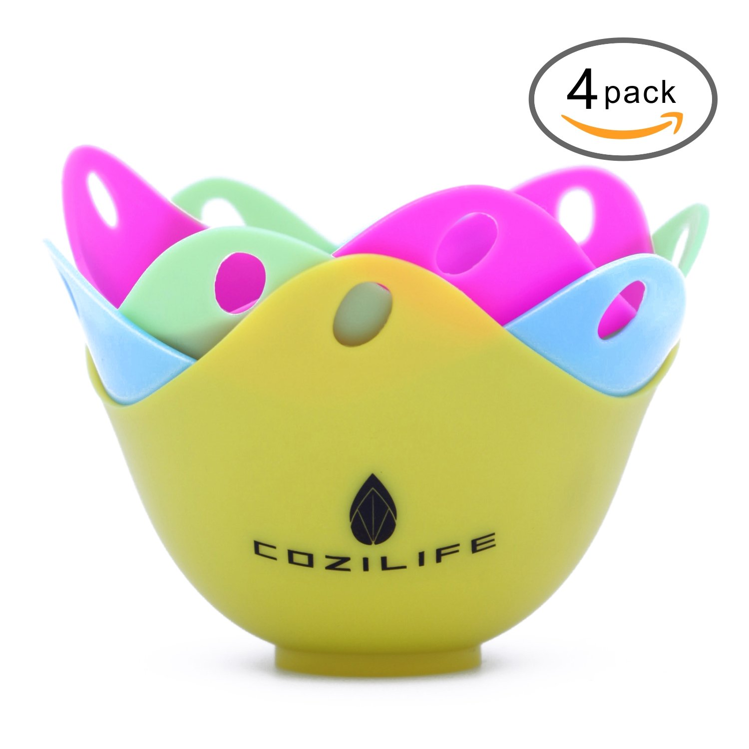 Egg Poacher β COZILIFE Silicone Egg Poaching Cups with Ring Standers, For Microwave or Stovetop Egg Cooking, Kraft Box Packing, BPA Free, Pack of 4