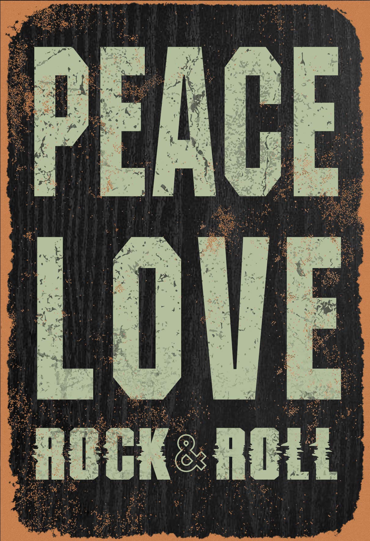 Tarika Peace Love Rock Roll 20X30 cm Tin Vintage Look Decoration Painting Sign for Home Kitchen Bathroom Farm Garden Garage Inspirational Quotes Wall Decor