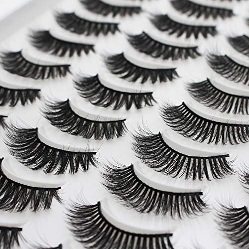 CINLITEK 3D Handmade Mink Lashes 20 Pairs 2 Styles Mixed False Eyelashes/Lashes Pack, Natural and Dramatic Look Lashes Makeup Fake Eyelashes(20CK03)