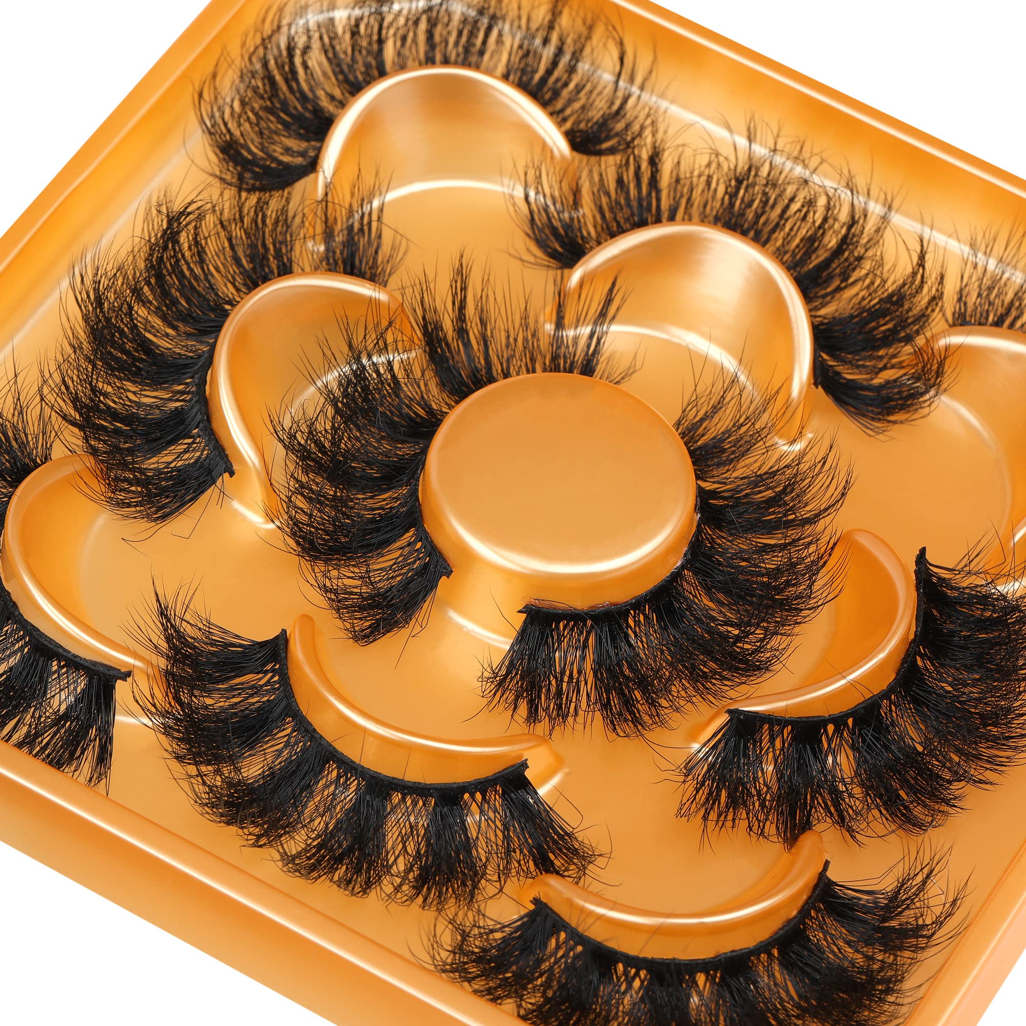 Fluffy Mink Lashes 22 MM Long Thick Eyelashes Wispy Dramatic Faux Mink Lashes Extensions ALPHONSE 8D Volume D Curl Curly False Eyelashes Pack 5 Pairs