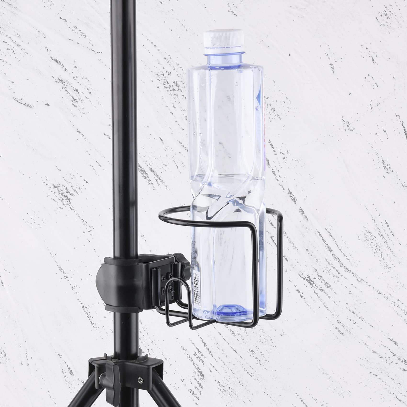Clamp-on Cup Holder for Microphone Stand Tube, Clip on Drink Holder for Mic Stand, Music Stand, Drum Stand, Work for Coffee Cup, Mug, Water Bottle, Pack of 1, Black
