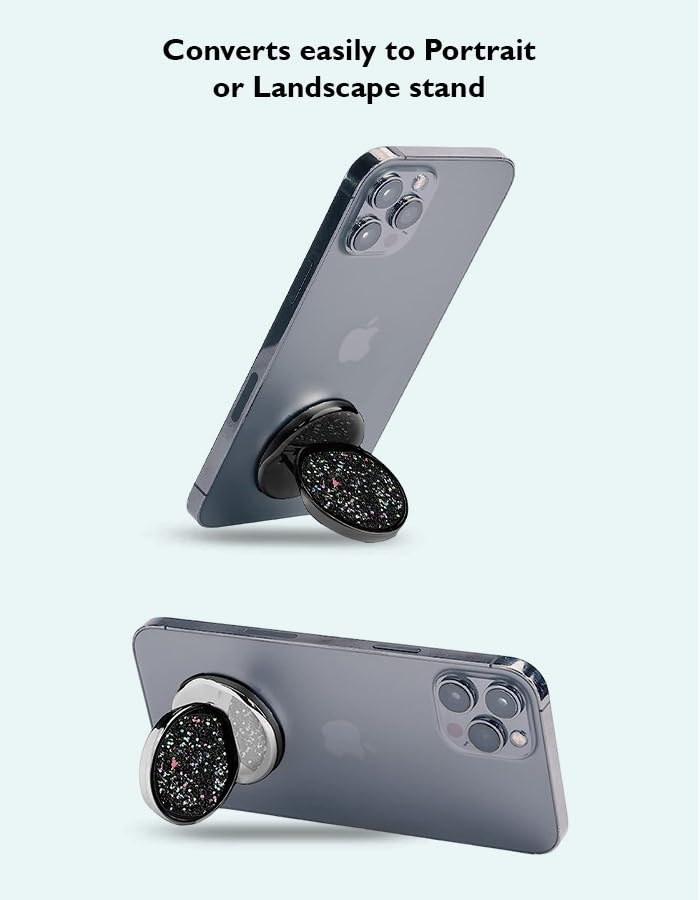 HANDL O MagSafe Black Sparkl Removable Phone Grip & Stand for Smartphone – for Magnetic Charging
