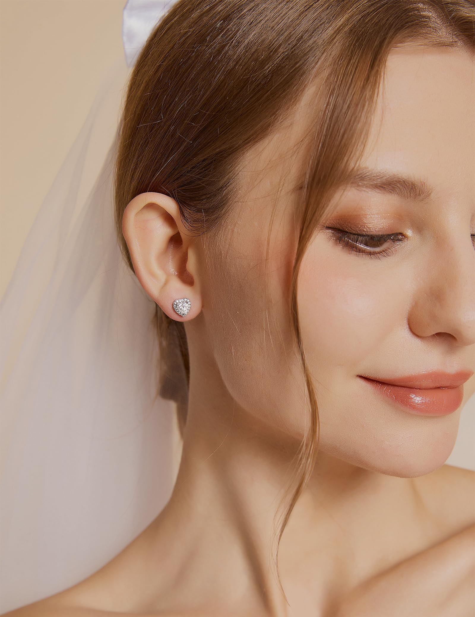 EAMTI 925 Sterling Silver Stud Earrings for Women 0.5CT Heart Cut Cubic Zirconia CZ Stud Earrings 18K White Gold Plated Stud Earrings Men Hypoallergenic