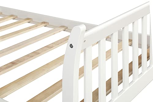 Winwee Twin Solid Wood Platform Bed with Headboard and Footboard, Wooden Slats, No Box Spring Needed, Easy Assembly (White)