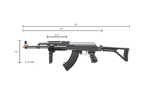 Realstic DE Airsoft AK-47 AEG Rifle Side Folding Stock with Battery & Charger, Black