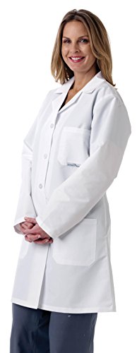 Medline Women's Full-Length Lab Coat, Button Front, White, Size Extra Large