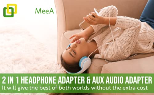 MeeA Lightning to 3.5mm Headphones Dongle Jack Compatible with iPhone 2 in 1 Headphone Adapter and Aux Audio Adapter + Charger Cable Splitter Bundle Compatible with iPhone 14,13,12,11 XS XR X 8 7