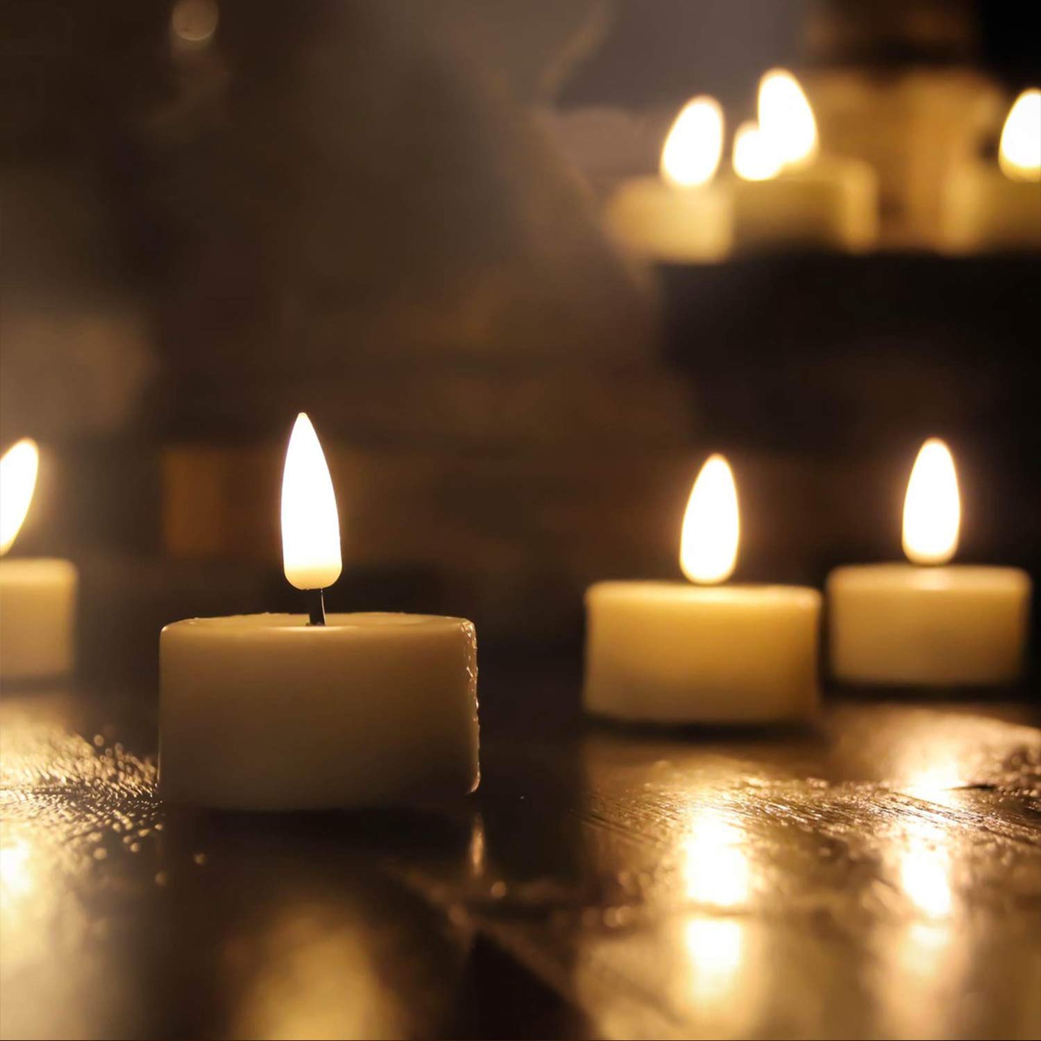 Eywamage Flameless Tealights with Remote Batteries Included, Bright Realistic LED Votive Candles Flickering Real Wax D 1.6"