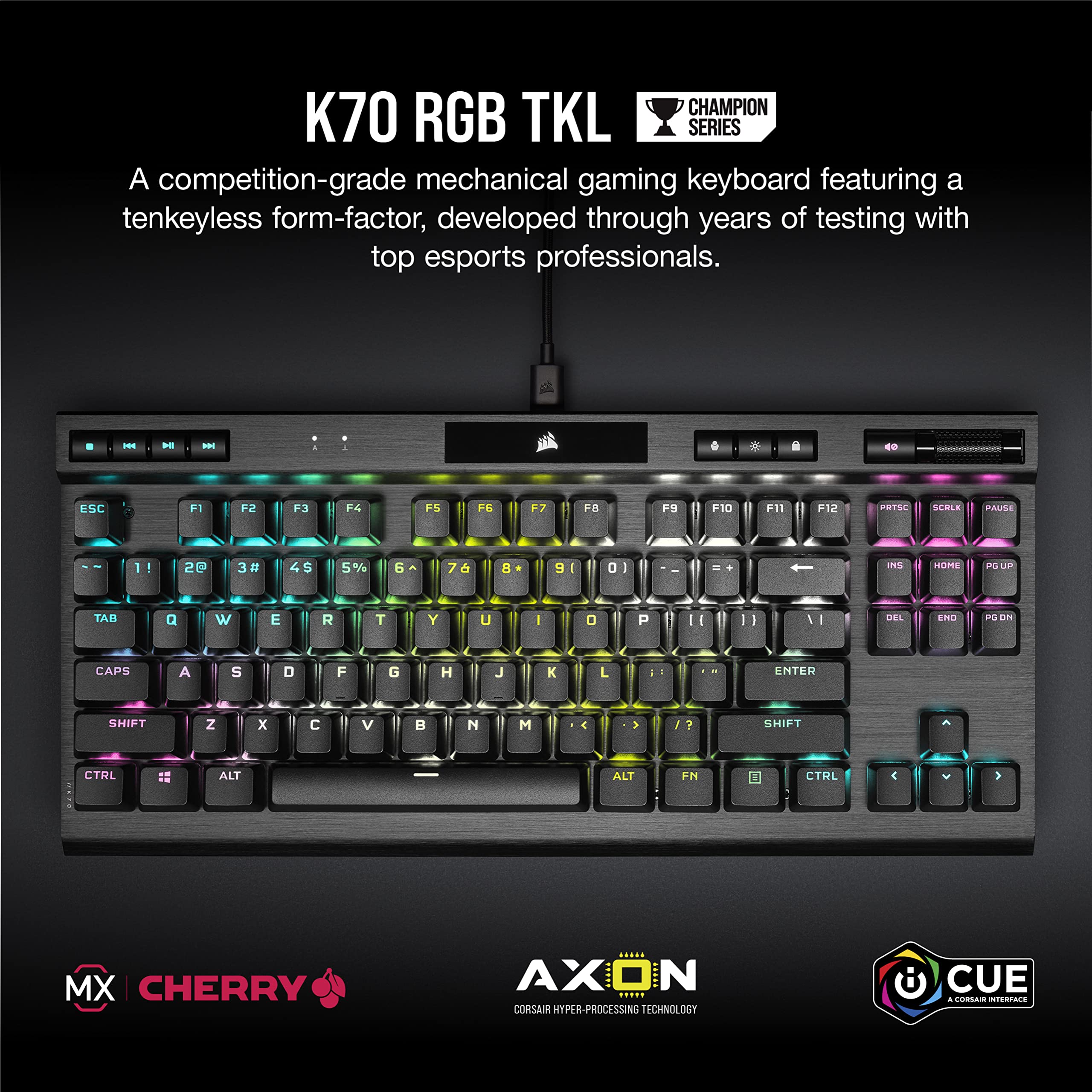 Corsair K70 RGB TKL CHAMPION SERIES Mechanical Gaming Keyboard — CHERRY MX Blue
