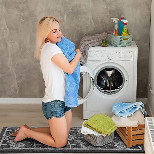 EGOBUY 47x19 Inch/31x19 Inch Kitchen Mat Rugs Made of Polypropylene 2 Pack Soft Kitchen Rug Set Specialized in Anti Slippery & Machine Washable for Home Kitchen, Grey