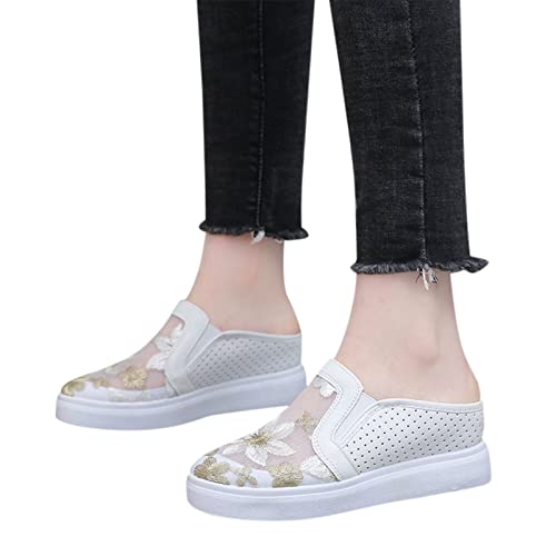 Casual Women's Non Slip Flowers Solid Color Slip On Thick Sole Breathable Work Single Casual Athletic Shoes for Men