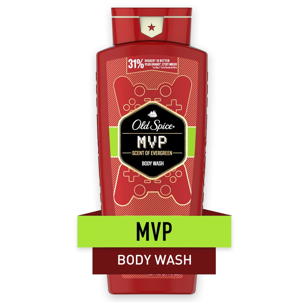 Old Spice Men's Body Wash, MVP Scent, 21 oz, Pack of 4