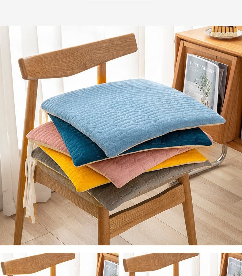 Dining Chair Pads Breathable Memory Foam Non-Slip 17.7" x 17.7" x 1.4" Home Kitchen Office Square Seat Cushions with Ties and Machine Washable Covers (4,Blue)