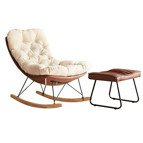 Recliner Rocking Chairs for Adults with Footrest,Lounge Chair Reclinerļ¼Padded Cushion Rocker Sofa Chair Forliving Room, Lounge, Patio, Bedroom(Color:Brown)