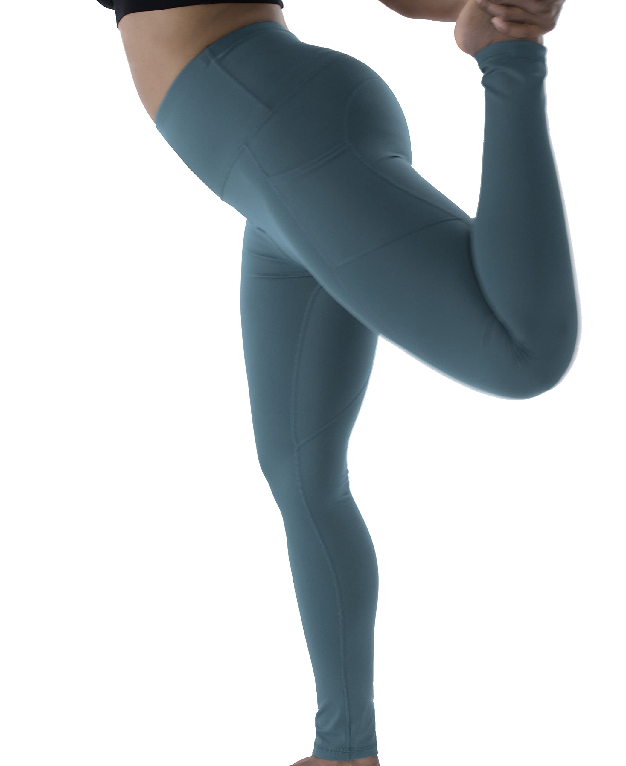 CHERRY FITS Thick Hight Waisted Leggings with Pockets for Womens-Muscle and Joints Supportive Workout and Yoga Pants with Pockets for Women Navy Blue