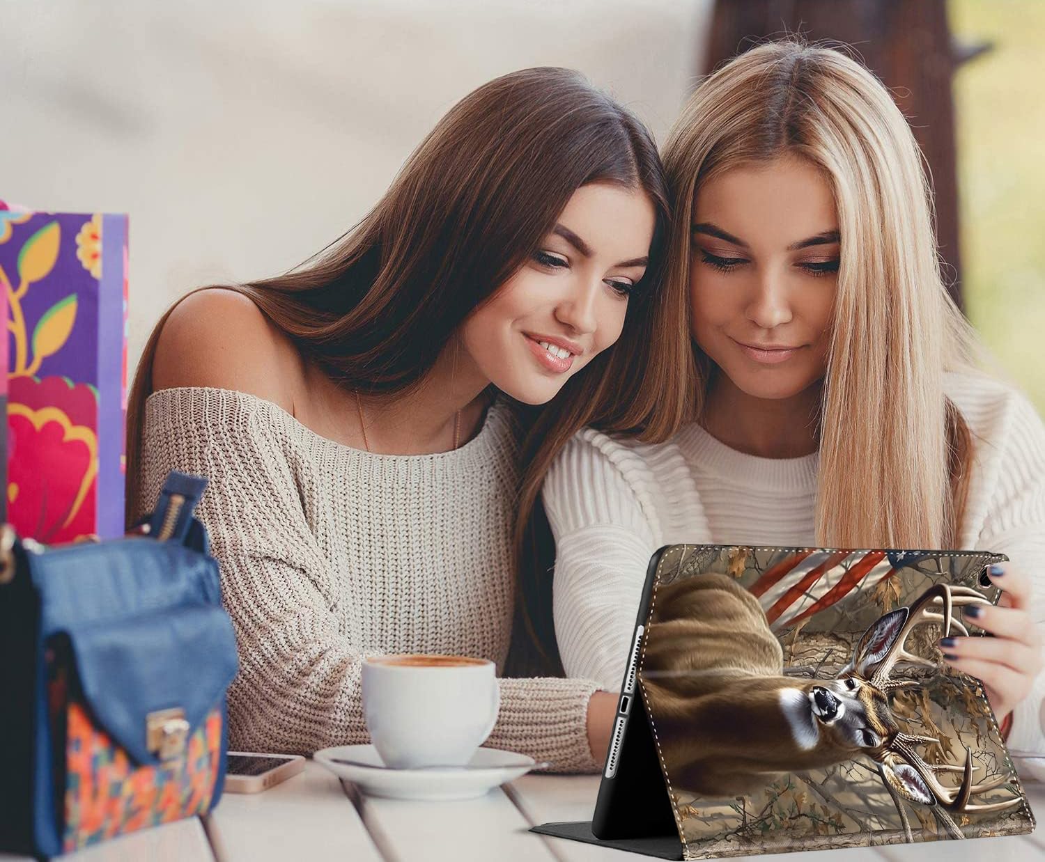 Case for iPad Pro 11 Inch 4th/3rd/2nd/1st Generation 2022/2021/2020/2018, Multi-Angle Smart Stand Cover Auto Sleep/Wake Fit iPad Air 4/5,Camouflage Deer American Flag