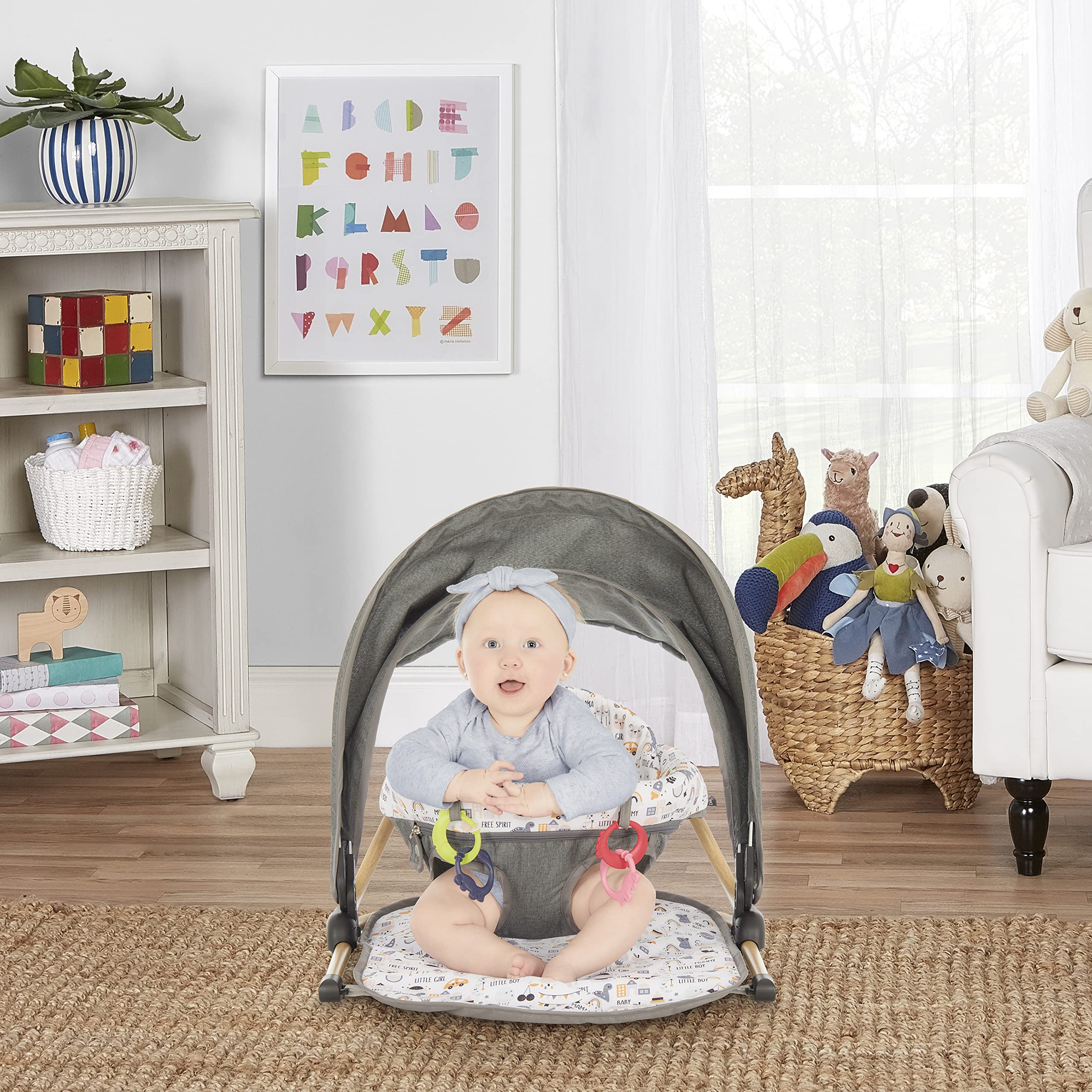 Dream On Me Snug N' Play Floor Seat and Canopy, Hello World